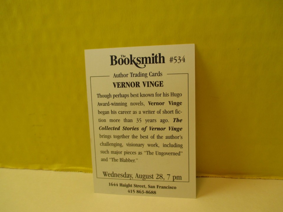 Booksmith Author Trading Card #534 VERNOR VINGE 2002 for COLLECTED ...