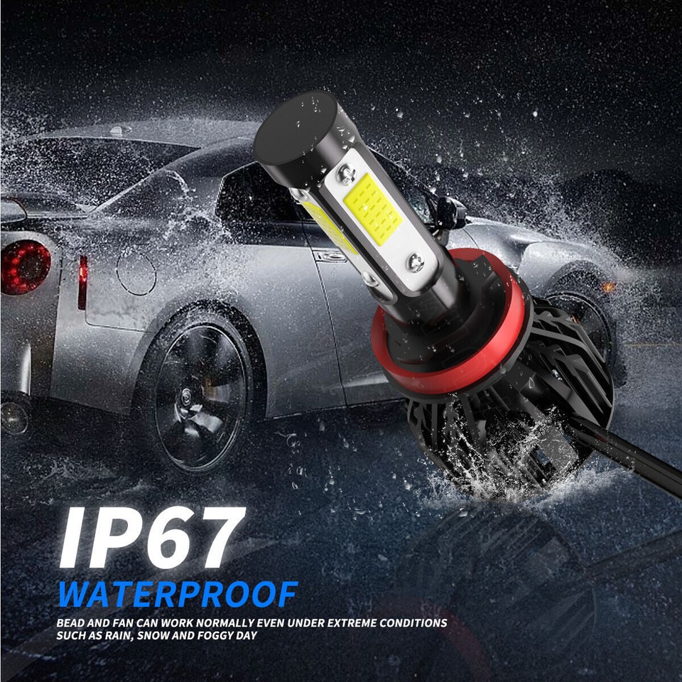 H11 9005 LED Headlight Super Bright Bulbs Kit 8000K White 330000LM High ...