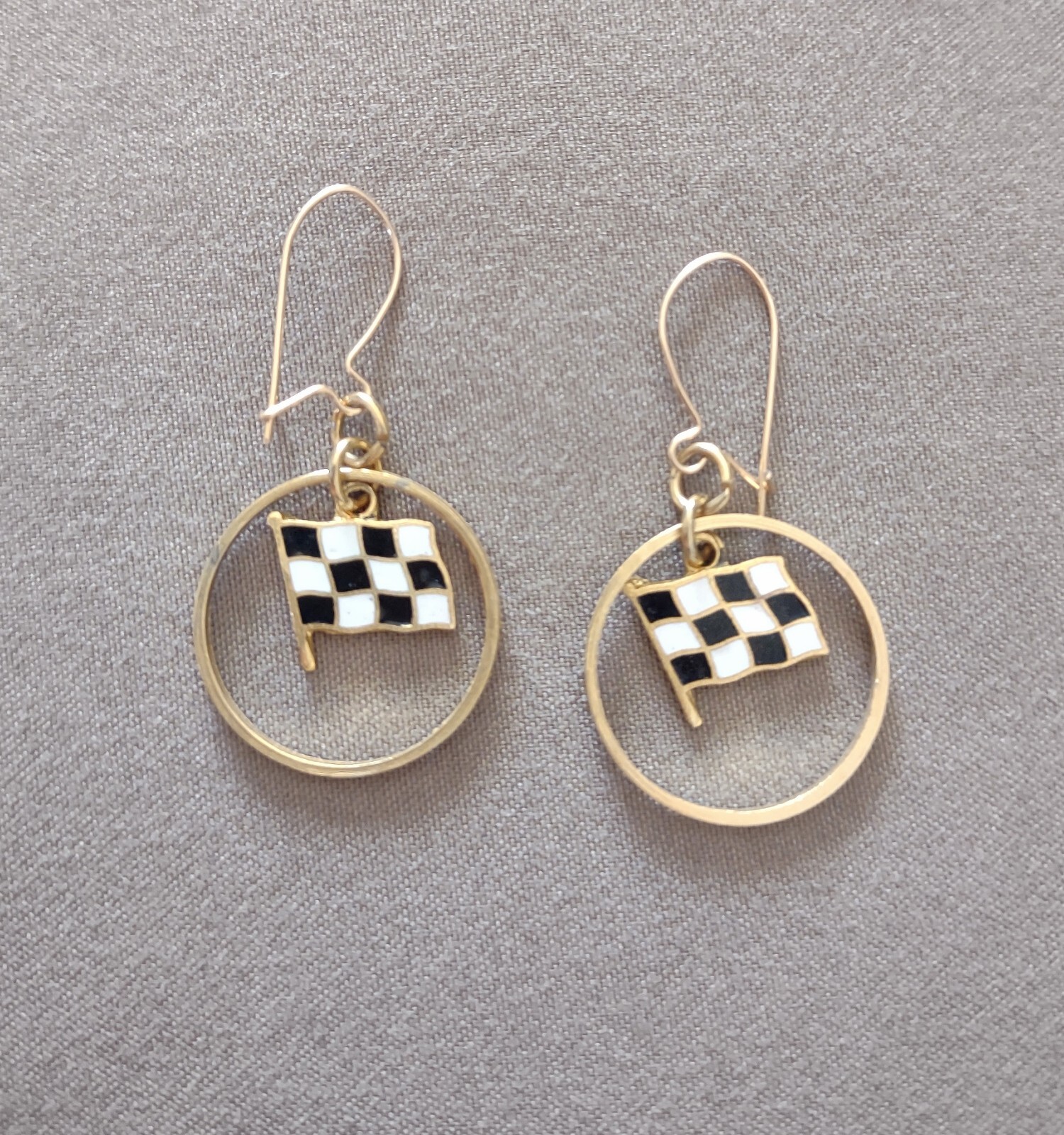 Women's Earrings Jewelry Black & White Checkered Flag, Racing NASCAR ...