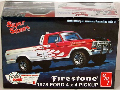 AMT 1978 Ford 4x4 Pickup Truck Firestone 858 1/25 Scale Plastic Model ...