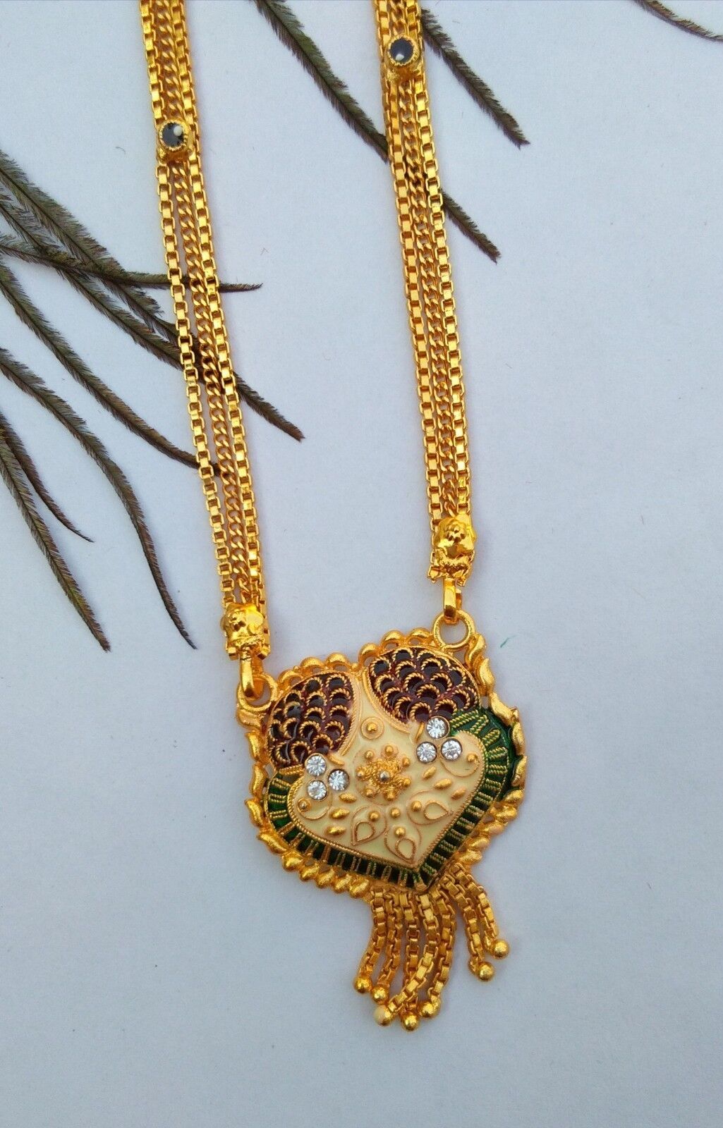 South Indian Bollywood Fashion Jewelry Gold Plated Pendant Mangle Sutra ...