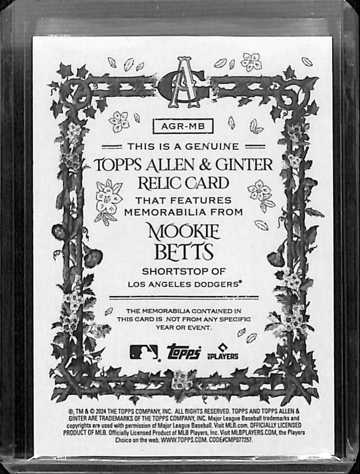 2024 Allen and Ginter – Allen and Ginter Relic – Mookie Betts - 9487 | eBay