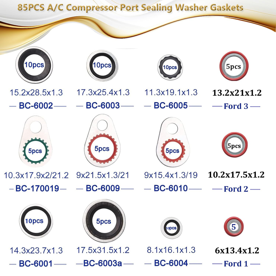 139-Piece A/C Seal and O-Ring Kit for Automotive Refrigeration Systems ...