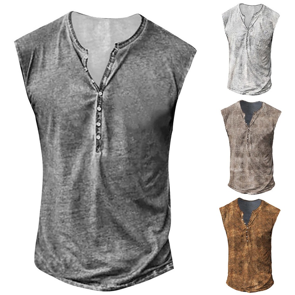 MENS VEST Cotton Linen TANK TOP SUMMER TRAINING MUSCLE GYM TOPS PACK ...