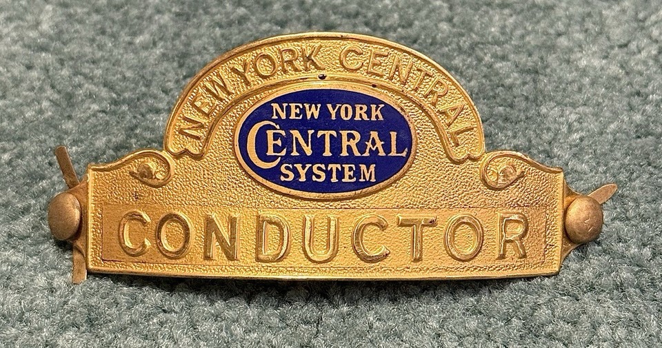 Vintage Obsolete New York Central System Railroad Conductor Hat Badge W ...
