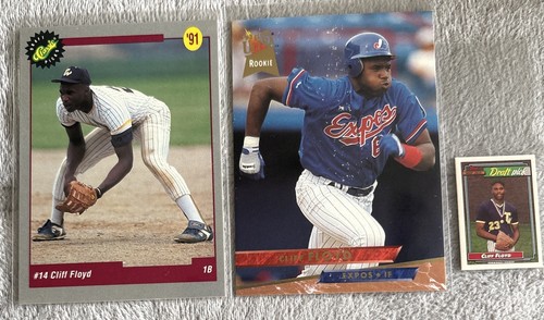 3 CLIFF FLOYD RC lot 1991 Classic Draft Picks 1992 Topps Micro ‘93 ...