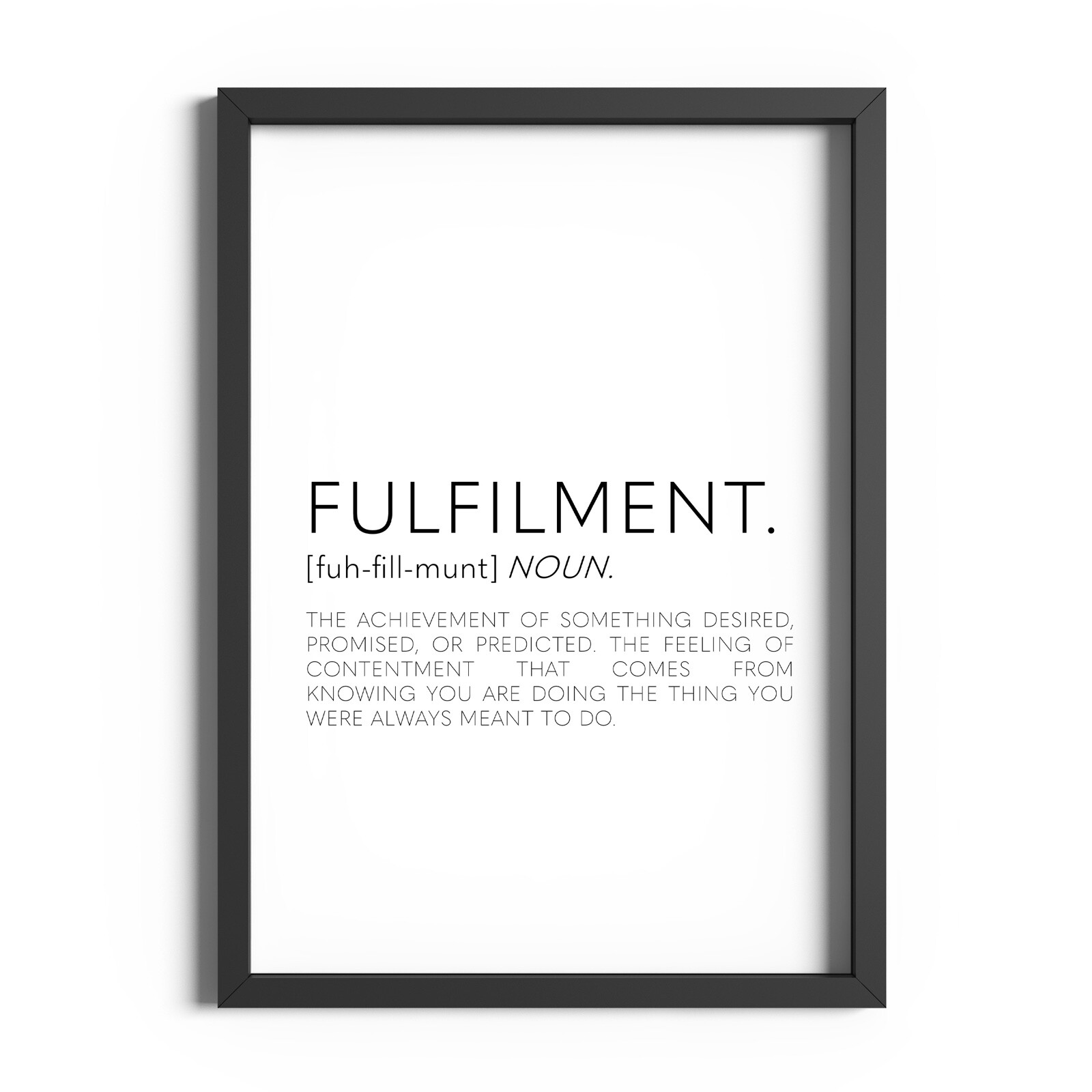 Fulfilment Definition Print Office Motivational Wall Art Inspirational ...