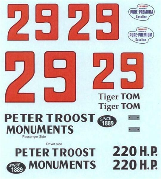 PPP #29 Peter Troost Monuments 1957-T Pistone 1/25 Nascar decal | eBay