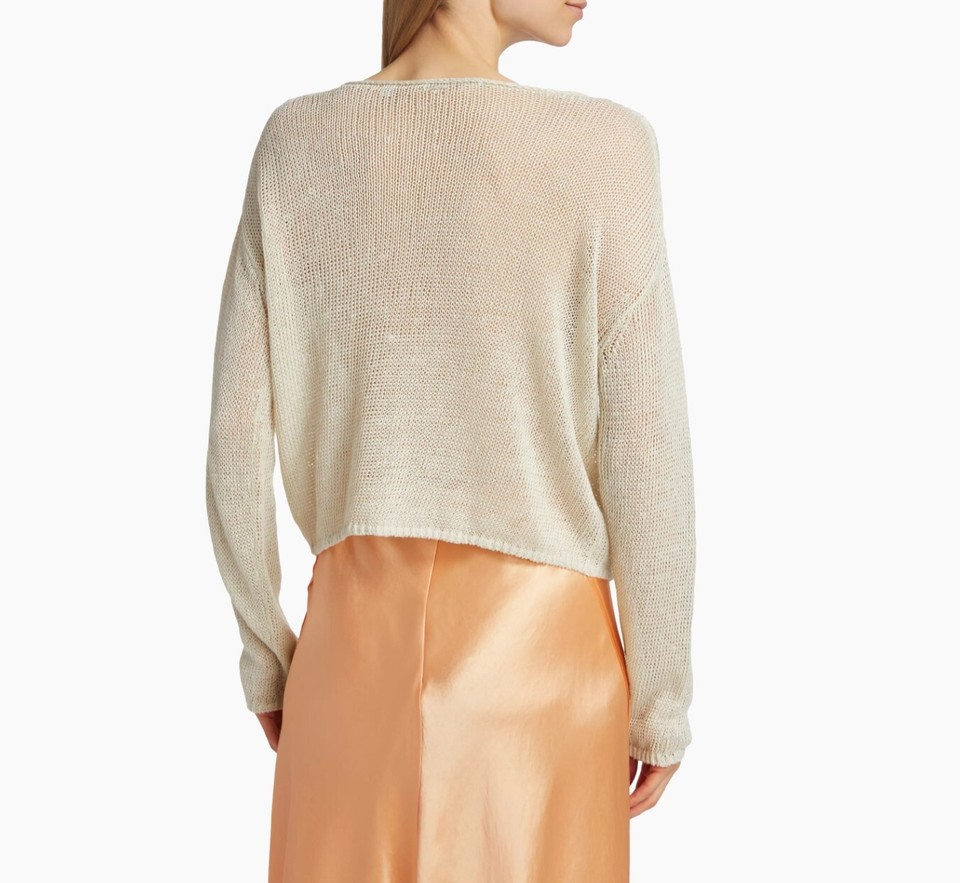 VINCE Linen Cord Open Weave Drop Shoulder Sweater Ceramic Net-A-Porter ...