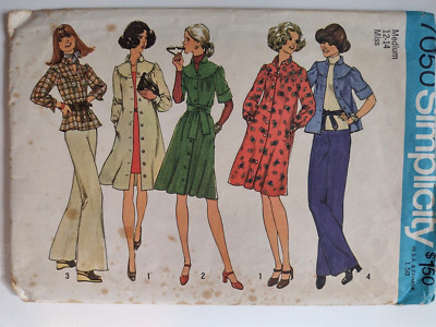 Vintage/Retro 1975 Simplicity 7050 Dresses Tops Medium Sz 12-14 Cut ...