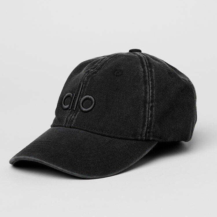 Vintage Black Alo Yoga District Trucker Baseball Hat Washed Off-Duty ...