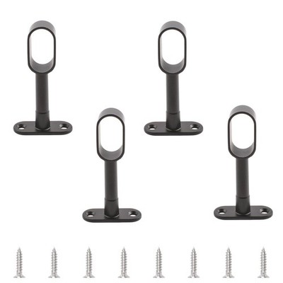 4pcs Black Closet Rod Support Zinc Alloy Oval Wardrobe Rod End ...