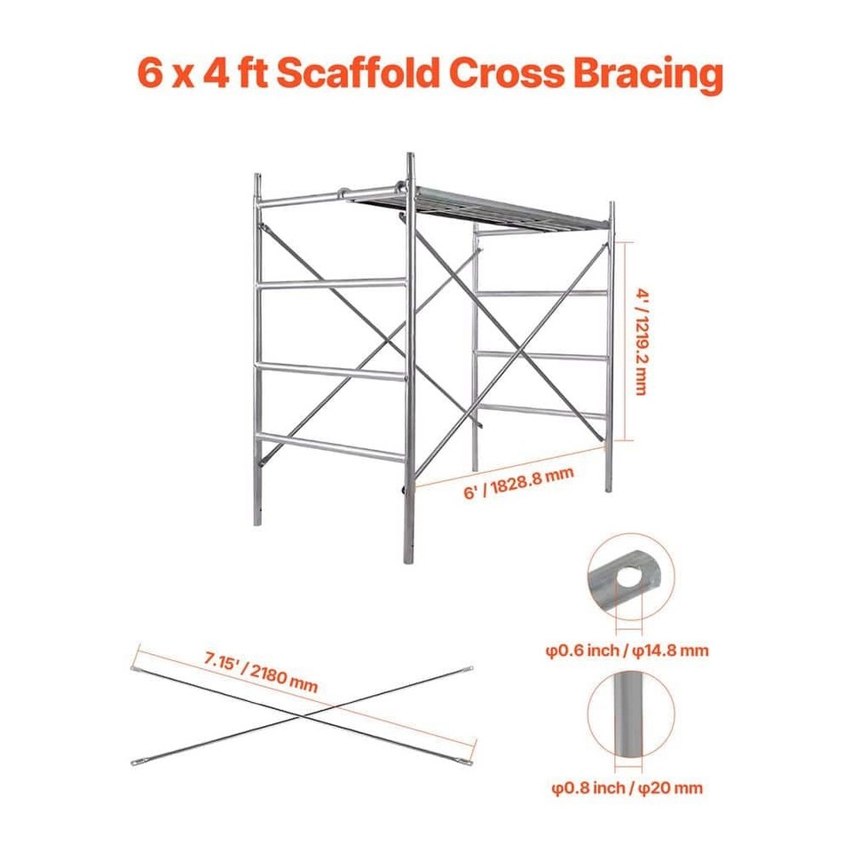 Scaffolding Cross Brace 6 Ft. X 4Ft. 8-Pack Carbon Steel Scaffold Cross ...