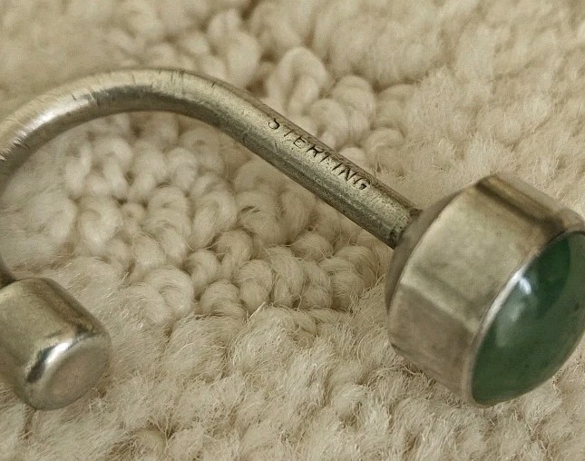 Vintage Sterling Silver & Jade Tool ? Jewelry 8.6 Grams Made Alaska ...