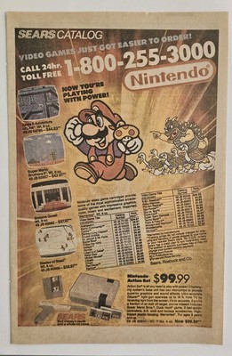 VINTAGE Print Ad B6C5 80s 90s NES Nintendo Action Set Sears Catalog ...