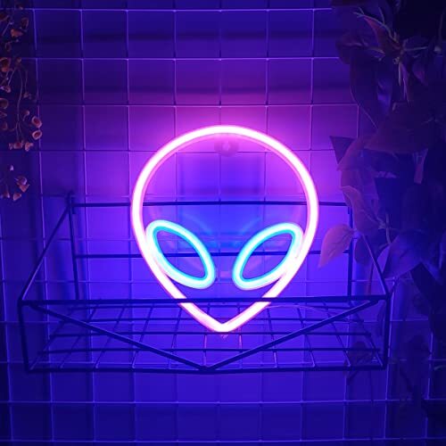Alien Neon Light,USB or 3-AA Battery Powered Neon Signs,LED Desktop ...