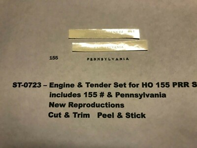 American Flyer Parts - Eng & Tender Sticker 155 PRR HO Switcher ST0723 ...