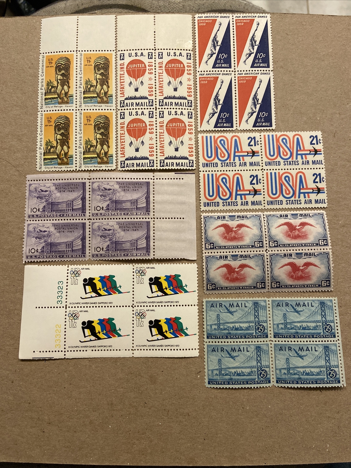 US Stamp Scott # C85,C56,C54,C36,C42,C81,84,C23,Block of 4 MNH-C23 MLH+ ...