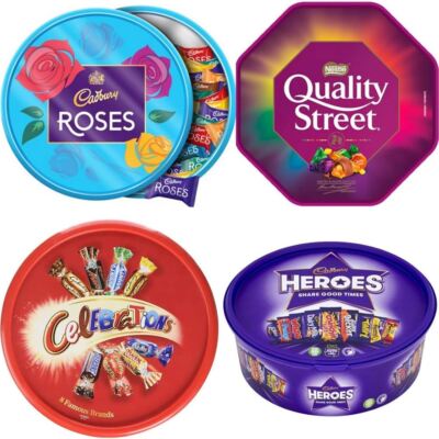 Variety Of Chocolate Tubs - Celebrations/Heroes/Roses/Quality Street ...
