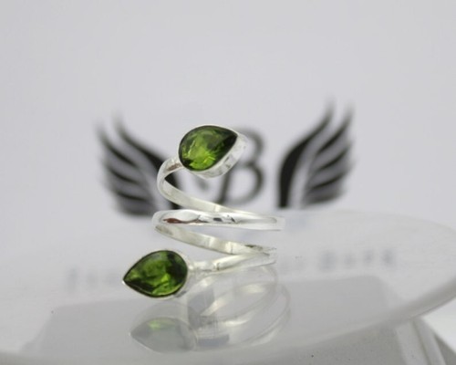 Peridot Gemstone Ring Solid 925 Silver Handmade Adjustable Ring All ...
