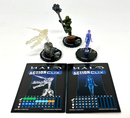 Halo ActionClix: Master Chief & Cortana Lot - 3 Models, 2 Cards WIZKIDS ...