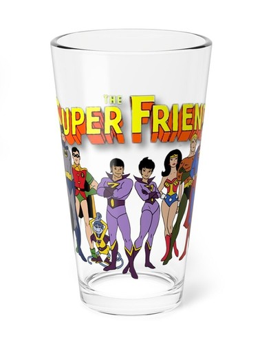 Super Friends 16oz Pint Glass - Hanna-Barbera DC Cartoon - Wonder Twins ...
