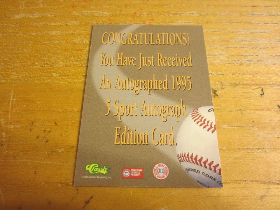 Alvie Shepherd 1995 Classic Five Sport Autographs #100 Card MLB ...
