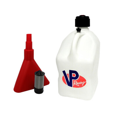 VP Racing White 5 Gallon Square Race Gas Alcohol Fuel Jug-Can w/ Funnel ...