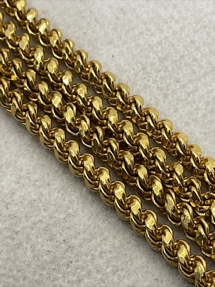 VINTAGE HANDMADE 22K(916) Yellow Gold Diamond Cut Ball Bead ROPE Chain ...