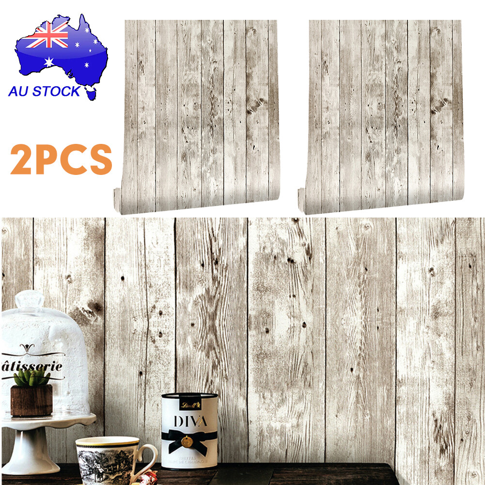 2Roll 6m Rustic Self Adhesive Wood Plank Wallpaper Wall Sticker ...