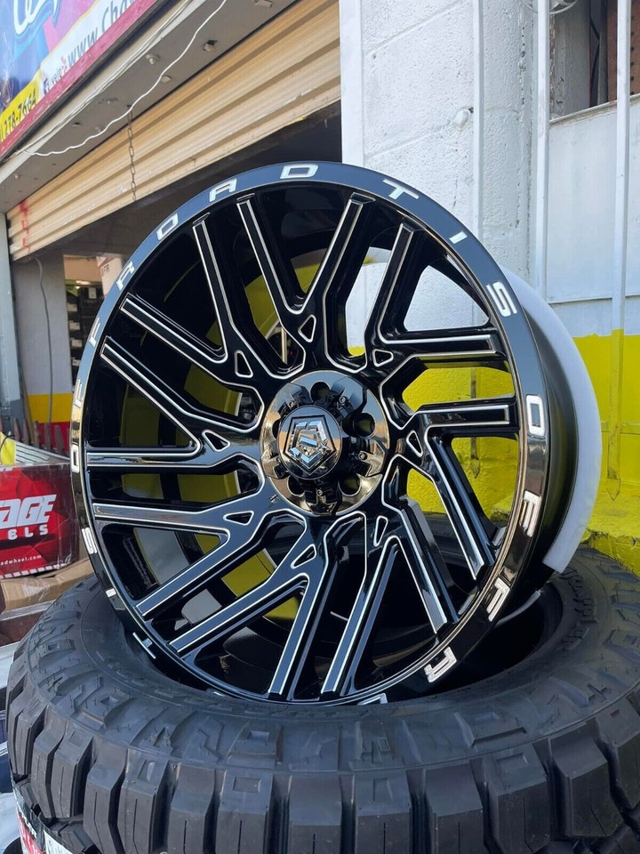 4 New 24x12 TIS 554 Black Milled Wheels w/ 35125024 Tires 8x170 -44 ...