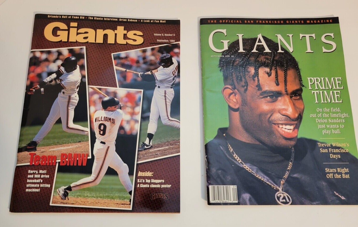Giants Baseball Magazines Sept. 1993 & Sept. 1995 | eBay