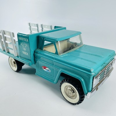 Vintage Structo Farms Pressed Steel Livestock Truck Teal Removable ...