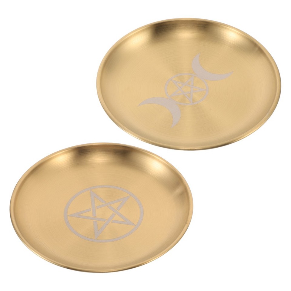 2 Pcs Candle Holder Jewelry Organizer Pagan Altar Tray Moon Phase ...