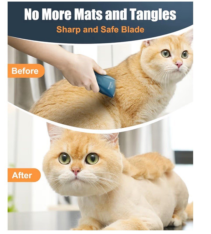 Oneisall Cat Clippers Cordless Waterproof Quiet Pet Shaver for Matted ...
