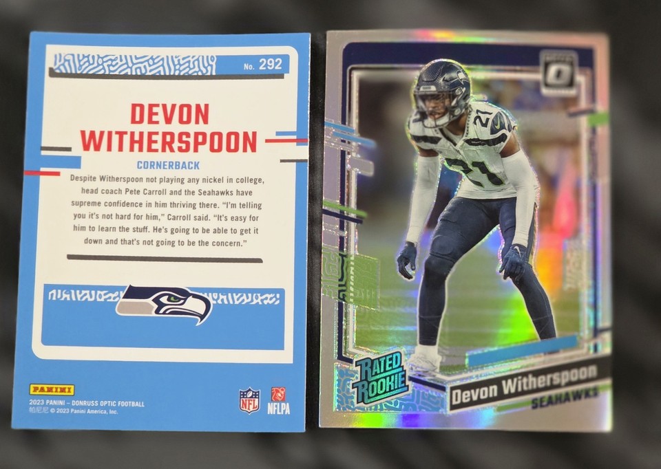 Devon Witherspoon 2023 Donruss Optic Holo #292 Rated Rookie + Base ...