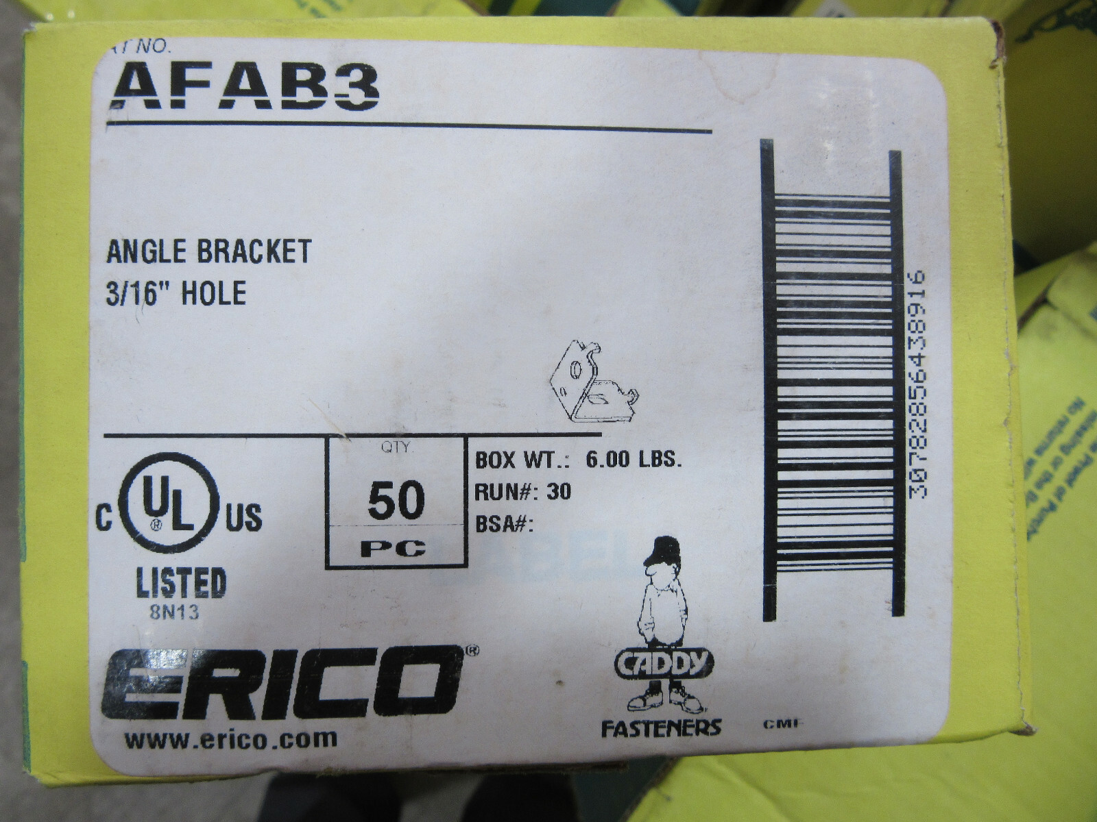 (50) Erico Caddy AFAB3 Angle Bracket 3/16" Hole NEW!!! in Box 2 Day ...