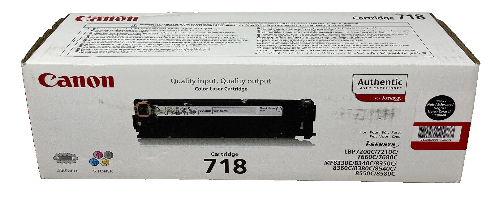 Canon 718 2662B002 718BK Toner Original Black LBP-7200/MF8330/MF8580 [B ...