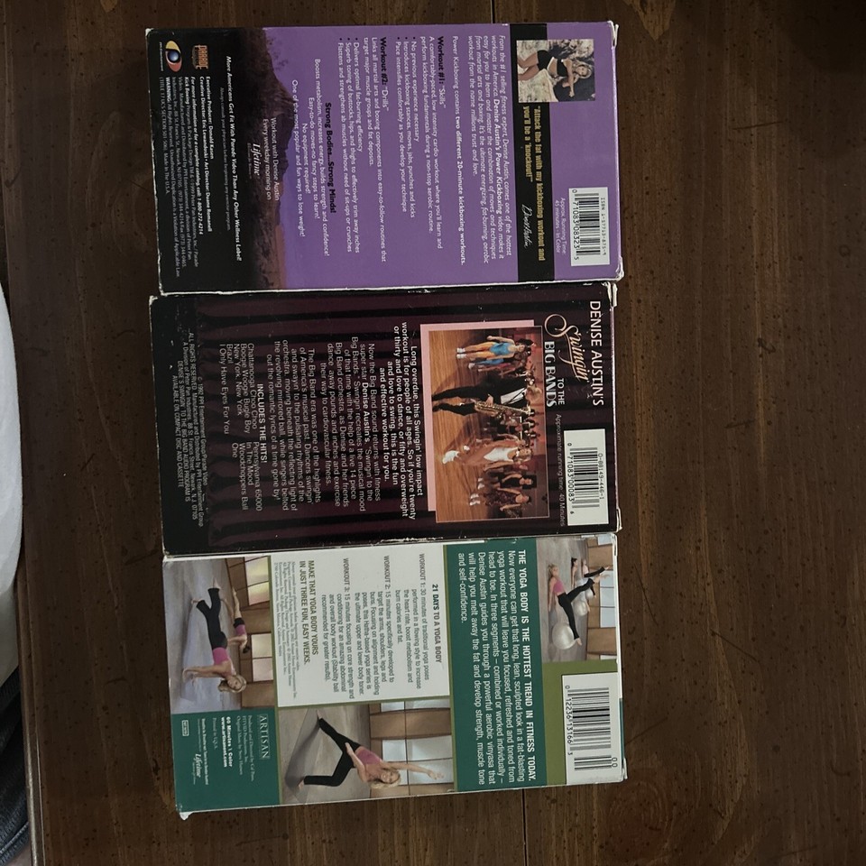 3-Denise Austin VHS - Swingin to the Big Bands , Power Kickboxing 21day ...