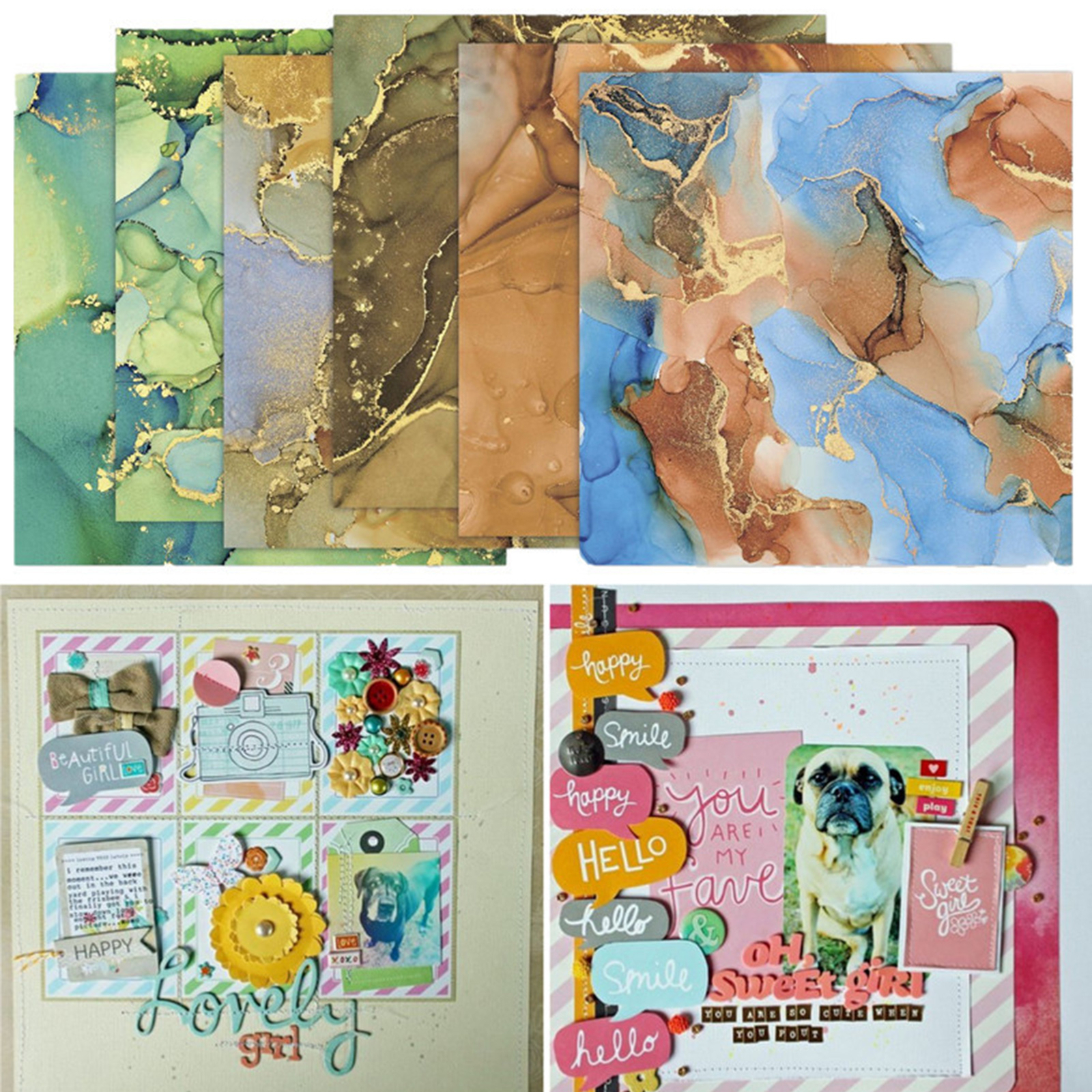 24 Sheets Scrapbooking Paper Single Side Printing Ornamental Diary ...