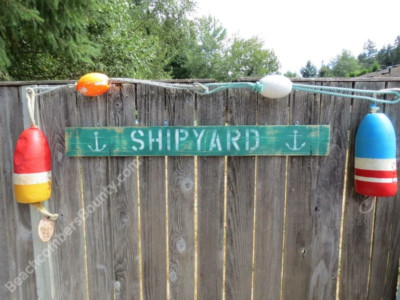 Plaques & Signs - Inch Wood Hand Painted Shipyard Anchor