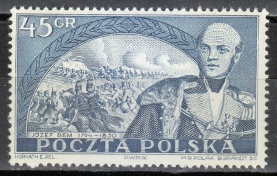 Poland 1950 MNH Mi 670 Sc 489 General Josef Bem. National hero of ...