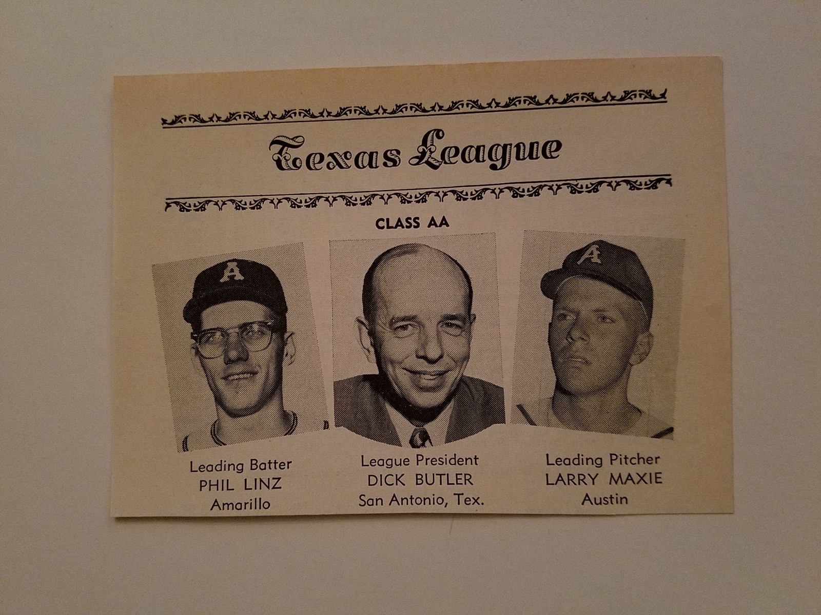Phil Linz Amarillo Gold Sox Larry Maxie Austin Senators 1962 SNEWS ...