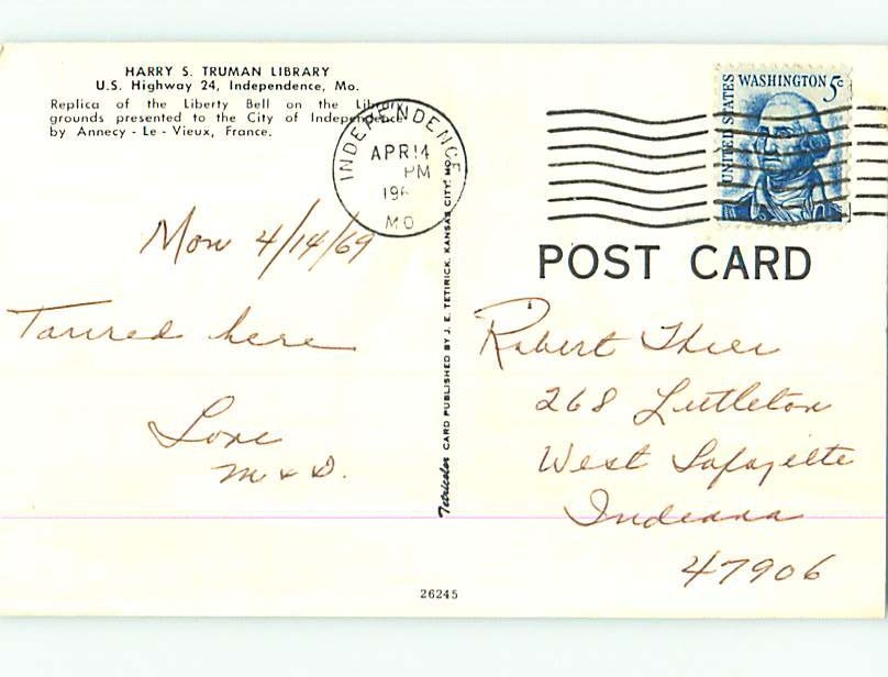 Pre-1980 BELL AT PRESIDENT HARRY TRUMAN LIBRARY Independence Missouri ...