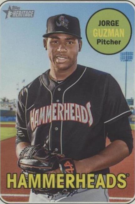 2018 Topps Heritage Minor League Edition - Jorge Guzman #91 Magenta ...