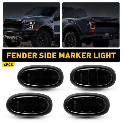 4x Smoked Amber Red LED Fender Flare Side Marker Light For 17-20 Ford ...