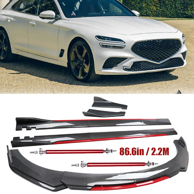 For Genesis G70 17-22 Front Bumper Lip Spoiler Body Kit Carbon Fiber ...