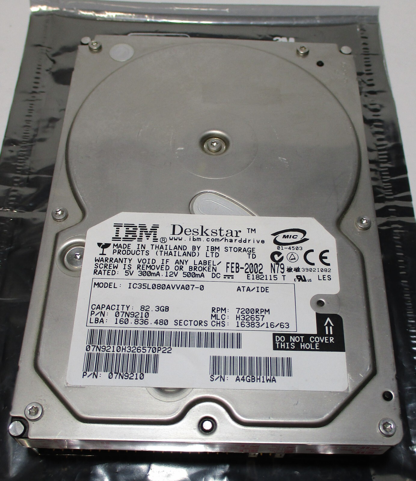 IBM Deskstar 120GXP 80GB Internal 7200RPM 3.5" (07N9210) HDD for sale ...