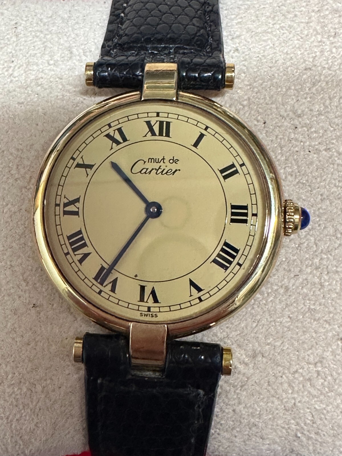 CARTIER Must de Cartier Vermeil w/ Black Roman Numbers Watch - $8K APR ...