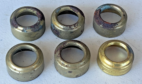 Lot of 6 No. 1 Size Kerosene Oil Lamp Burner Collars For Replacement or ...